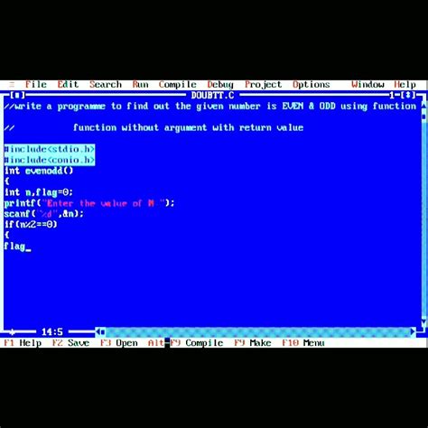 Cc Find Out The Given Number Is Even Or Odd Using Function Without Argument With Return Value