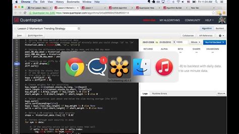quantopian lesson series 1 basics of the ide youtube