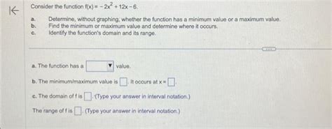 Solved Consider The Function F X −2x2 12x−6 A Determine