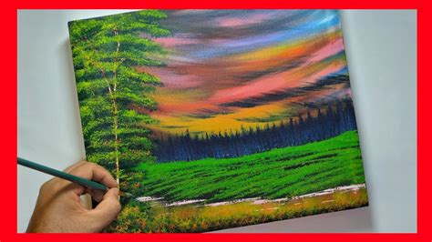 Como Pintar Una Noche Con Cielo De Colores Pintura Acrilica