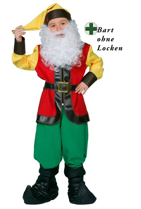 Karneval Klamotten Kostüm Zwerg Kinder Wichtelkostüm Mit Mütze Und Bart