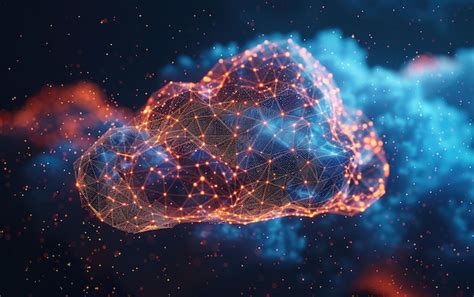 Premium Photo Luminous Data Cloud With Abstract Geometric Mesh Radiant Data Cloud Within An
