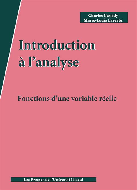 introduction à l analyse fonctions d une variable réelle presses de
