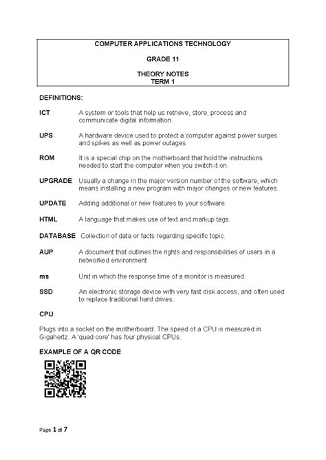 Computer Applications Technology Grade 11 Term 1 Theory Notes Studocu