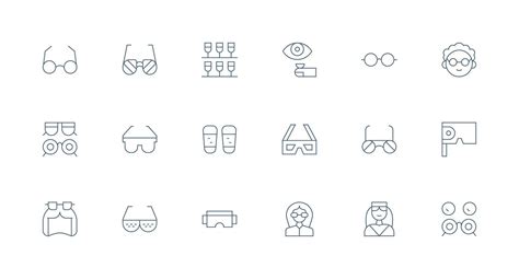 Minimal Line Style Glasses Icons With 18 Vectors Ui And Ux Focused Icon