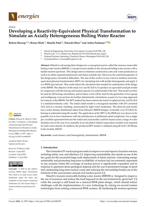 Pdf Developing A Reactivity Equivalent Physical Transformation To Simulate An Axially
