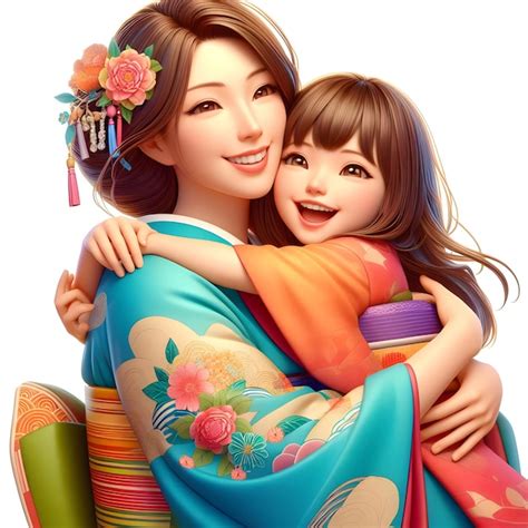 Premium Photo 3d Cartoon Mother And Daughter Hugging Each Others In