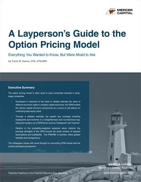 A Laypersons Guide To The Option Pricing Model