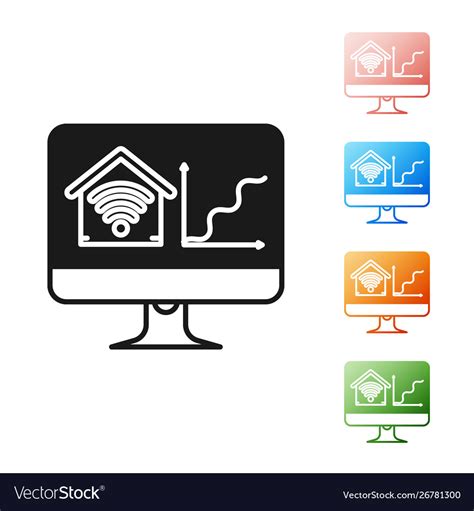 Black Computer Monitor With Smart Home Wi Fi Vector Image