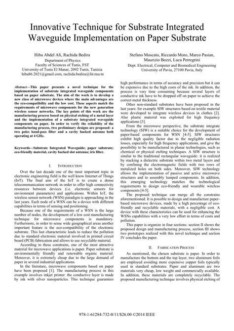 Pdf Innovative Technique For Substrate Integrated Waveguide Implementation On Paper Substrate
