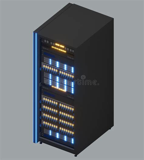 Isometric View Of A Server Racks Data Center And Data Connectivity Technology 3d Rendering Stock