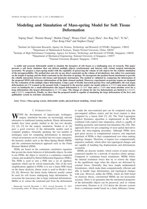 Pdf Modeling And Simulation Of Soft Tissue Deformation