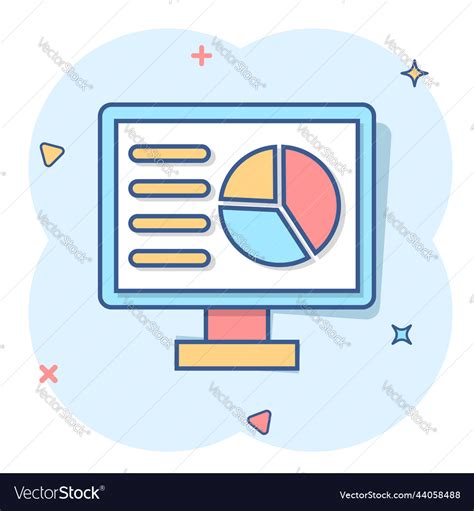 Analytic Monitor Icon In Comic Style Diagram Vector Image