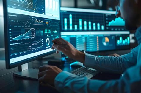 Premium Photo Businessman Working On Data Management System For Kpi