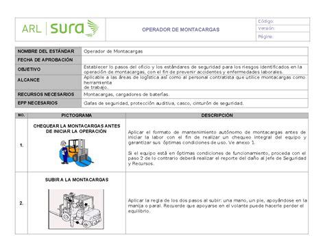 Manual Operador Montacargas Operador De Montacargas Versión Página