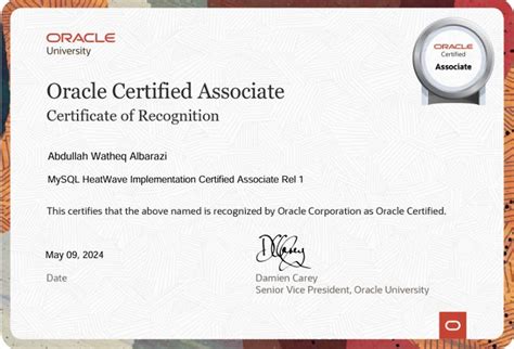 My Mysql Heatwave Implementation Associate Certification From Oracle