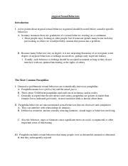 Atypical Sexual Behaviors Notes AtypicalSexualBehaviors Introduction I