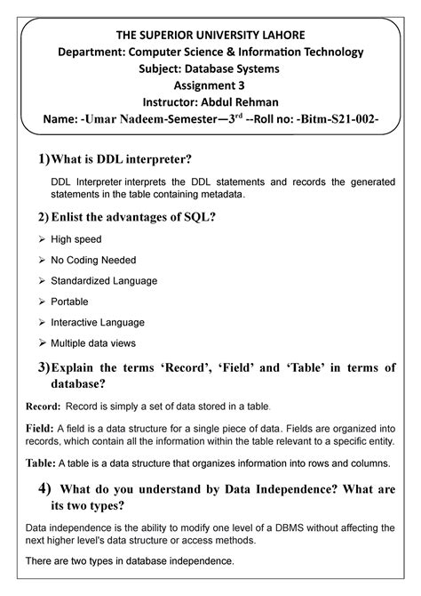 Db Assignment 3 1 What Is DDL Interpreter DDL Interpreter Interprets