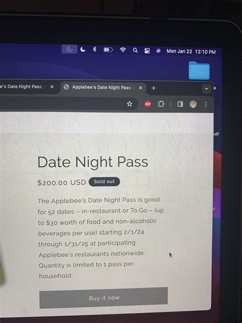 The Applebees Date Night Pass Sold Out Within 10 Minutes R Restaurant