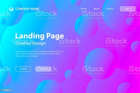 방문 페이지 템플릿 블루 그라데이션 원이 있는 추상 기하학적 배경 광대한에 대한 스톡 벡터 아트 및 기타 이미지 광대한 구 그라데이션 Istock