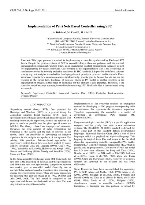 (PDF) Implementation of Petri Nets Based Controller using SFC