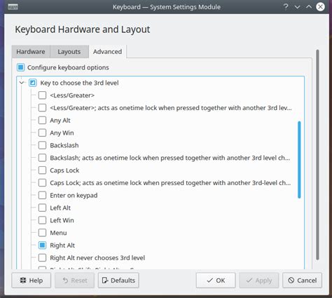 How To Set A 3rd Level Keyboard Option In Kubuntu 1804 For The