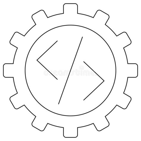 Icon Of A Gear With A Code Symbol Inside Stock Illustration