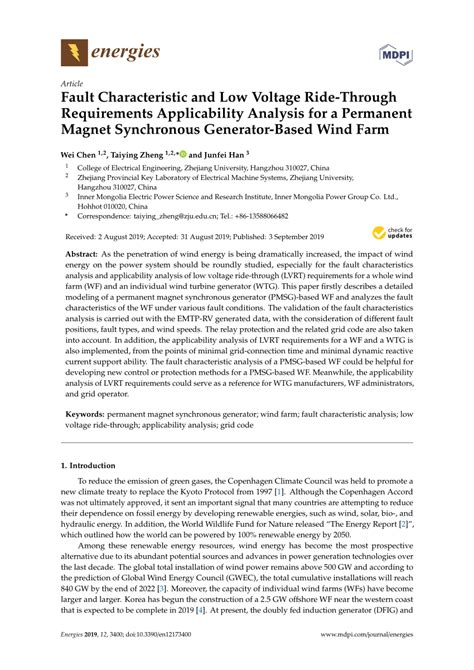Pdf Fault Characteristic And Low Voltage Ride Through Requirements Applicability Analysis For
