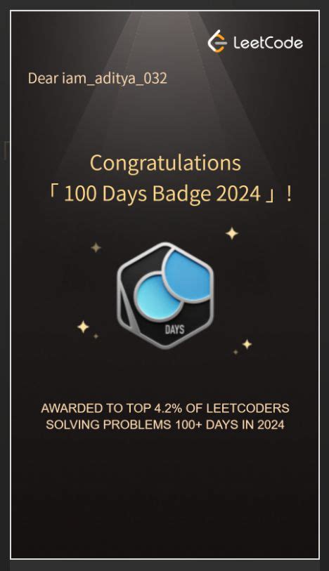 Aditya Mishra On Linkedin 🎉 Celebrating 100 Days Of Leetcode 🚀 Today