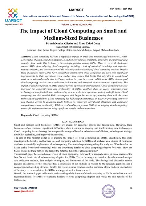 Pdf The Impact Of Cloud Computing On Small And Medium Sized Businesses