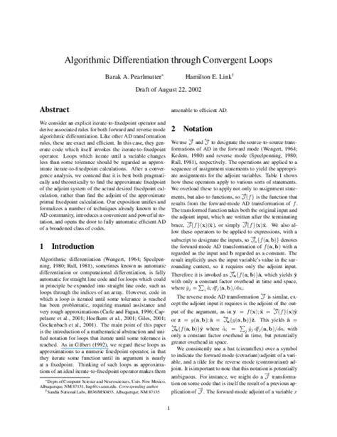Pdf Algorithmic Differentiation Through Convergent Loops