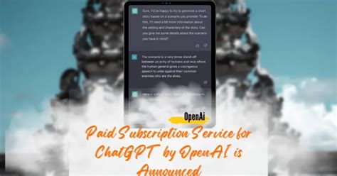 Paid Subscription Service For Chatgpt By Openai
