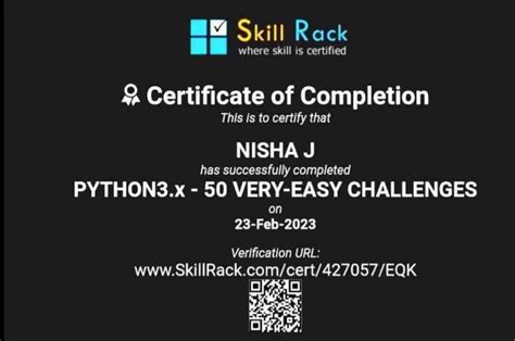 Certifications Skillrack Python Cprogramming Sql