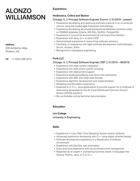 Principal Software Engineer Resume Samples Velvet Jobs