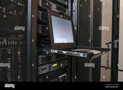 The Monitor Screen In The Server Room Displays Real Time Data About The System S Performance