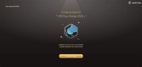 🎉 excited to share that i ve earned the 100 days badge on leetcode
