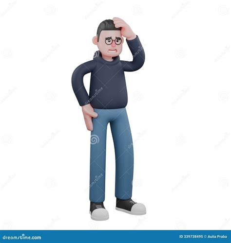 A Male Programmer Is Standing With His Left Hand Holding His Head And His Right Hand On His