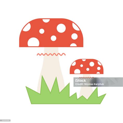 귀여운 만화 두꺼비 버섯 흑백 리네아트 벡터 일러스트 간단한 비행 Agaric 스티커 클립 아트 어린이 유독 곰팡이 손 그린 가와이 균학 가을에 대한 스톡 벡터 아트 및