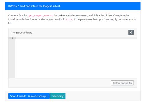 Solved Create A Function Get Longest Sublist That Takes A Chegg