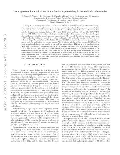 Pdf Homogeneous Ice Nucleation At Moderate Supercooling From