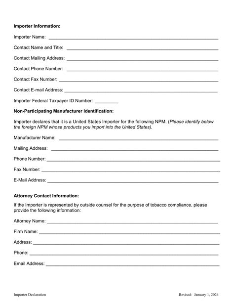 Oregon United States Importer Declaration Form Fill Out Sign Online And Download Pdf