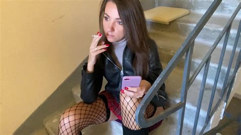 Risky Oral Sex On The Stairs In The Hallway