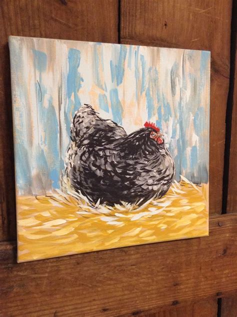 Black Hen Art On Canvas 12x12 Acrylic Canvas Art Painting
