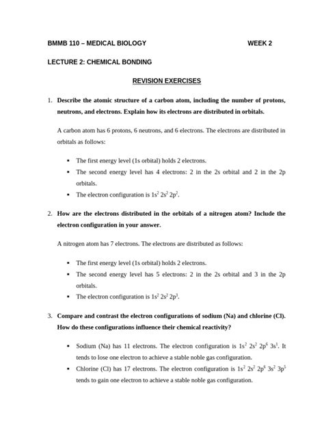 Lecture 2 Chemical Bonding Revision Questions Pdf Chemical Bond