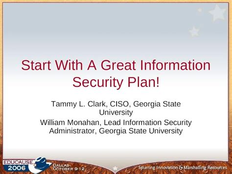Ppt Start With A Great Information Security Plan Tammy L Clark