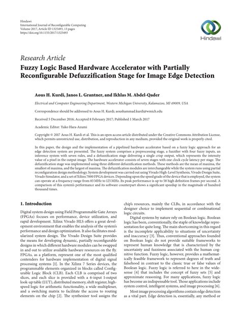 Pdf Fuzzy Logic Based Hardware Accelerator With Partially Reconfigurable Defuzzification Stage