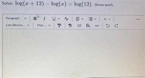 solved log x 12 −log x log 12