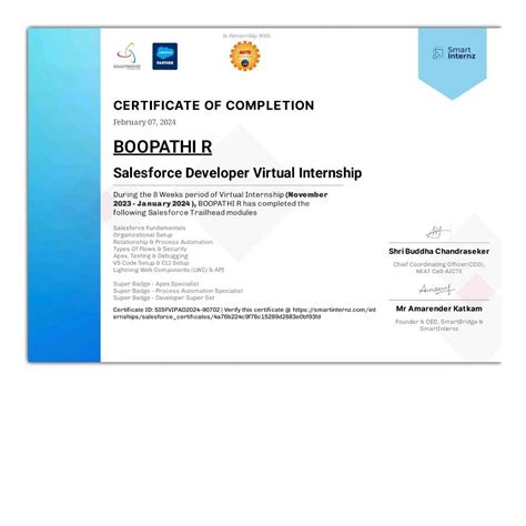 Salesforcecertification Salesforcedeveloper Internshipjourney