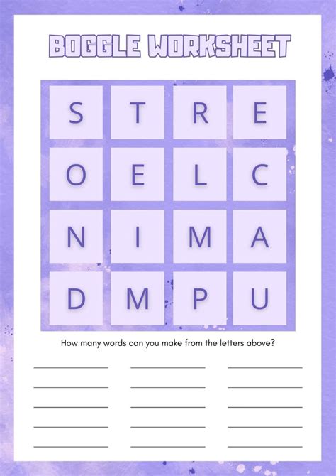 Free Printable Boggle Worksheets Pdf Printables Hub Making Words
