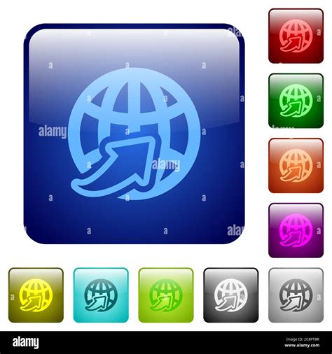 Set Of Worldwide Color Glass Rounded Square Buttons Stock Vector Image